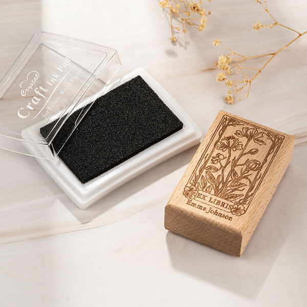 Personalized Vintage Ex Libris Floral Wooden Rubber Stamp with Engraved ...