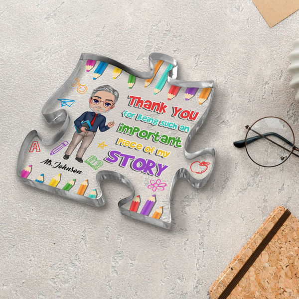 Personalized Cartoon Pencil Acrylic Puzzle Plaque with Name Desk Decor ...