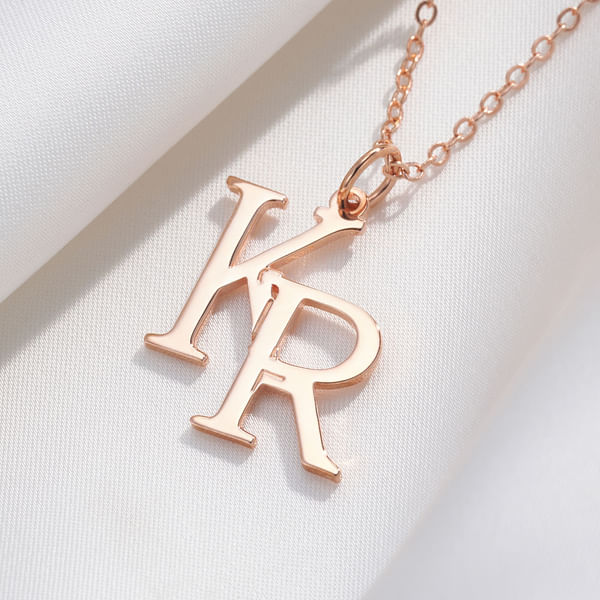 Personalized Minimalist Double Interlocking Initials Pendant Necklace ...