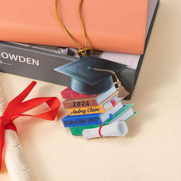 Personalized 3D Effect Grad Cap Books Acrylic Ornament with Name and ...