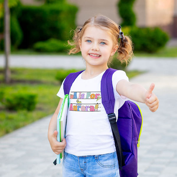 Personalized Cute Alphabet Cotton Kid T-Shirt with Initial and Name ...