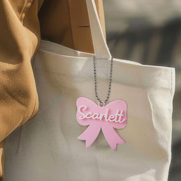 Personalized Muticolor Aesthetic Coquette Bow Keychain Bag Tag with ...