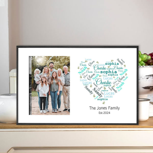 Personalized Farmhouse Photo Frame with 1-20 Heart Shape Names ...