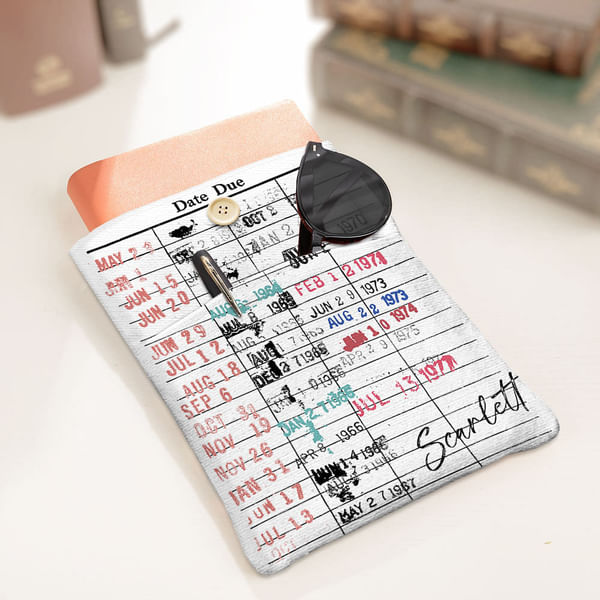 Personalized Retro Date Due Card Book Cover with Front Pocket and Name ...