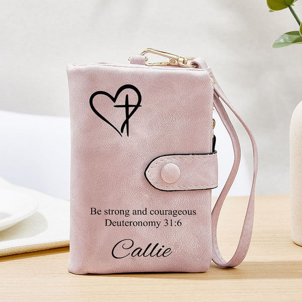 Personalized Cross Style Tri-Fold Name Wristlet Wallet with Card Holder ...