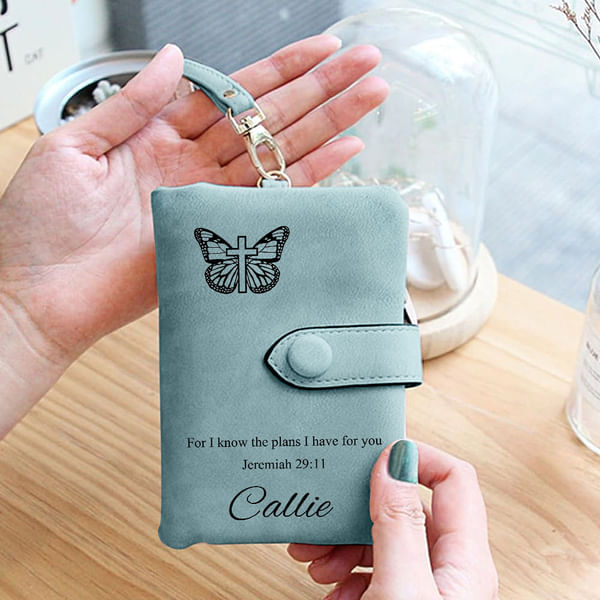 Personalized Cross Style Tri-Fold Name Wristlet Wallet with Card Holder ...