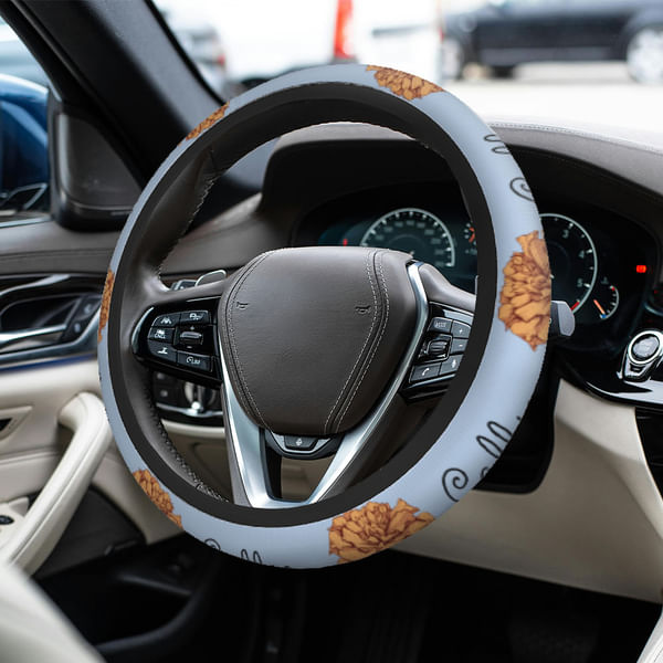 Personalized Watercolor Birth Flower Non-slip Elastic Car Steering ...