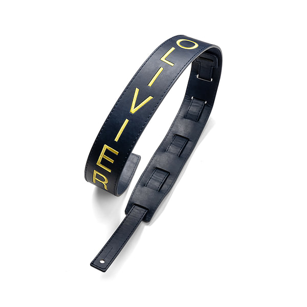 Personalized Adjustable Leather Guitar Strap with Embroidered Name ...