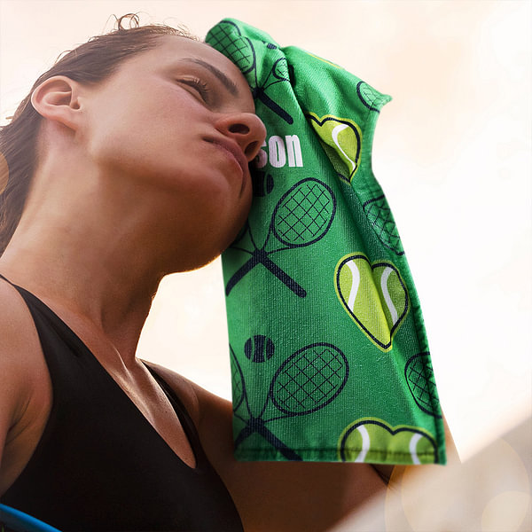 Gepersonaliseerde Hart Tennis Racket Zachte Absorberende Handdoek met ...