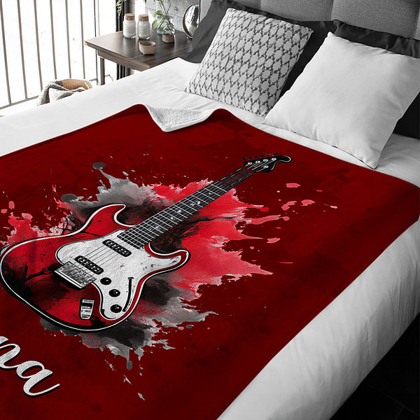 Personalized Multicolor Splash Ink Electric Guitar Soft Throw Blanket ...