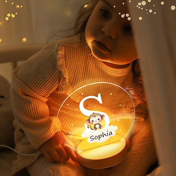 Personalised Fantasy Star Cloud Cute Forest Animal Initial Name LED ...