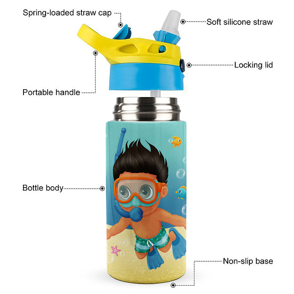Personalized Marine Diving Stainless Steel Name Kid Water Bottle with ...