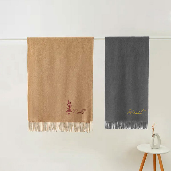 Personalized Super Soft Warm Scarf with Embroidered Birth Flower and ...