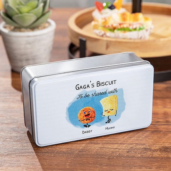 Personalized Food Grade Metal Biscuit Tin with Name and Text Birthday ...