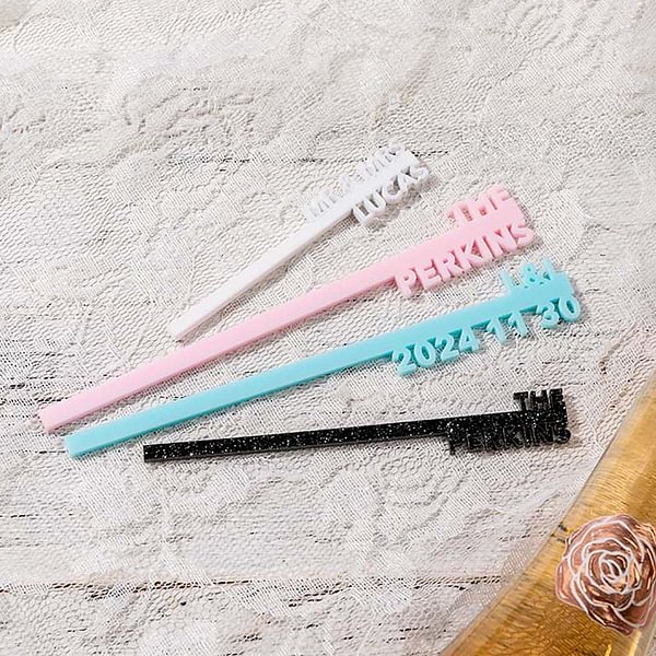 Personalized Multicolor Glitter Drink Signature Cocktail Stirrer Stick ...