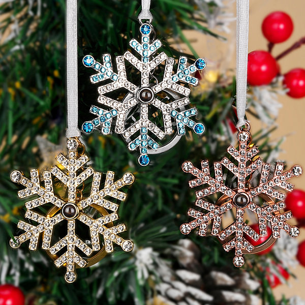 Personalised Shining Zircon Snowflake Photo Projection Christmas Tree Ornament Birthday Festival Decor Gift for Family Friend CALLIE