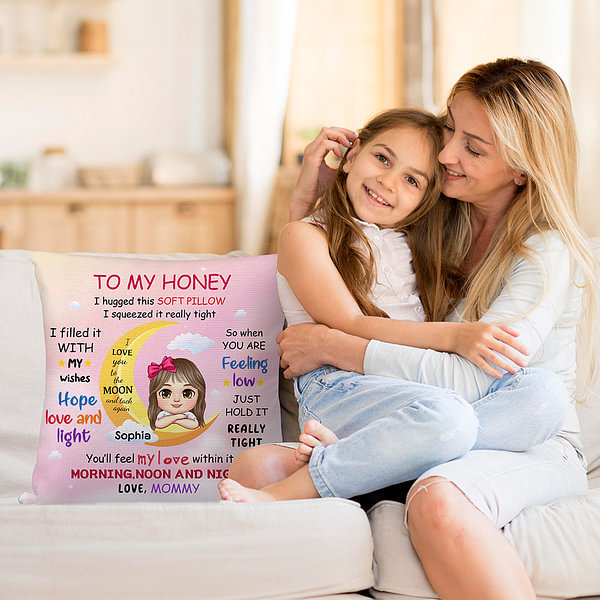 Personalised Cartoon Kid Character Moon Design Soft Throw Pillow Cover ...