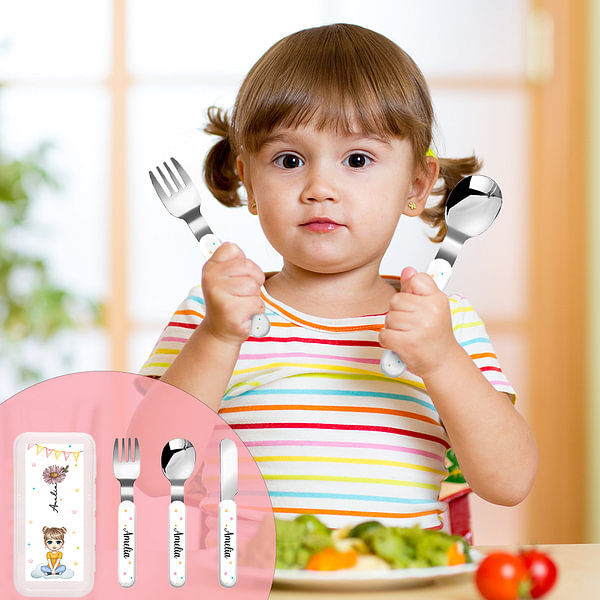 Personalised Portable Birth Flower Lunch Box with Knife Fork Spoon ...