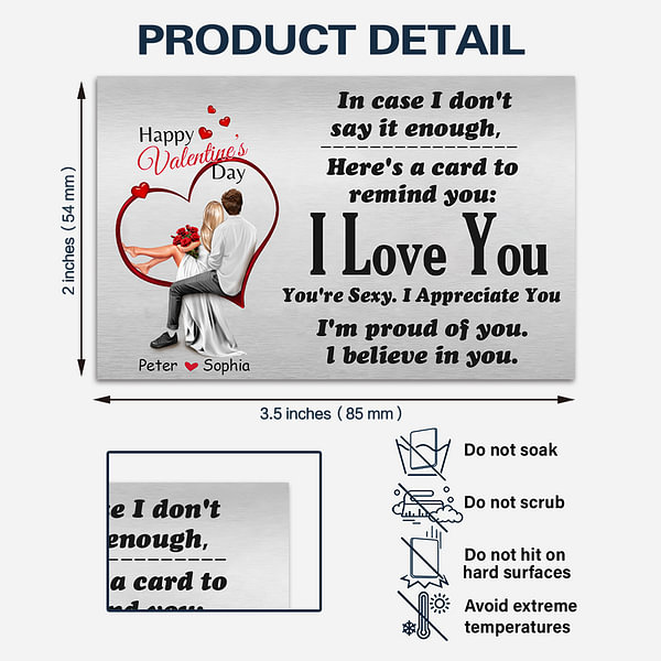 Personalized Heart Happy Valentine's Day Couple Promise Wallet Card ...