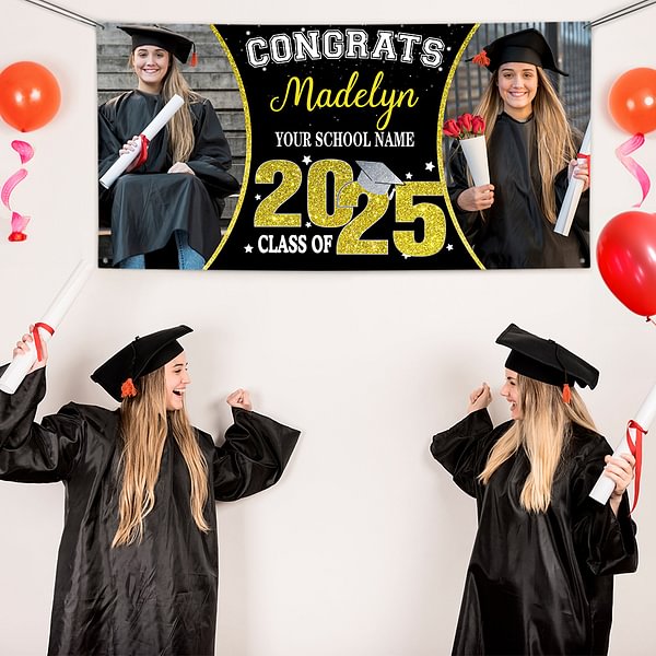 Personalized Multicolor Congrats Glitter Class Of 2025 Graduation ...