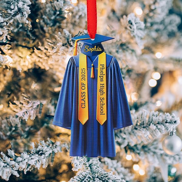 Personalized Graduation Gown Shape Ribbon Acrylic Ornament with Name ...