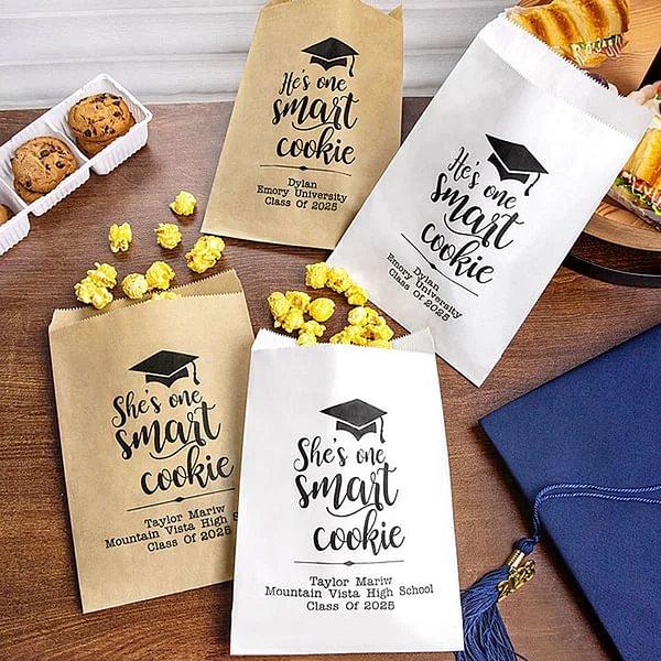 Personalized Grad Cap Smart Cookie Food-Grade Paper Treat Bags with ...