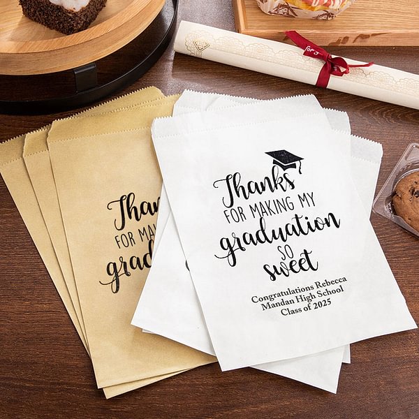 Personalized Grad Cap Cookie Food-grade Paper Treat Bags with Name and ...