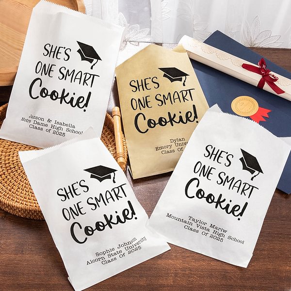 Personalized Grad Cap Cookie Food-grade Paper Treat Bags with Name and ...