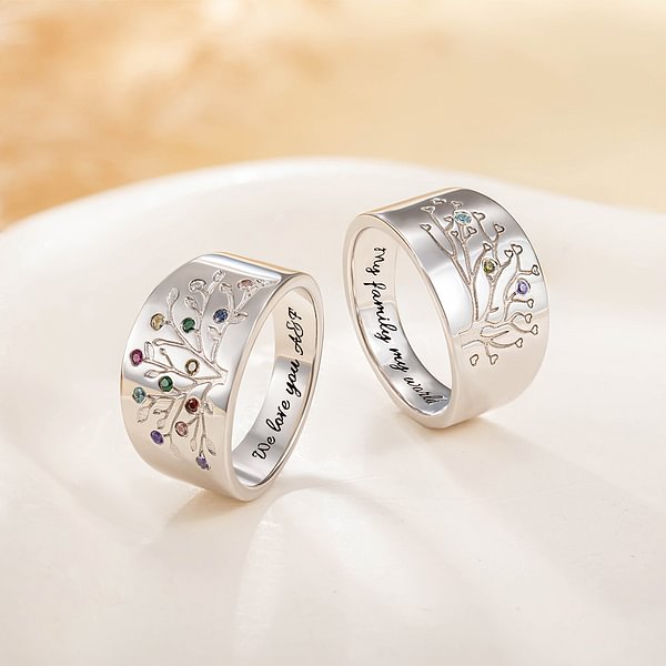 Pesonalized 20 Birthstones Family Tree Ring for Mom - CALLIE